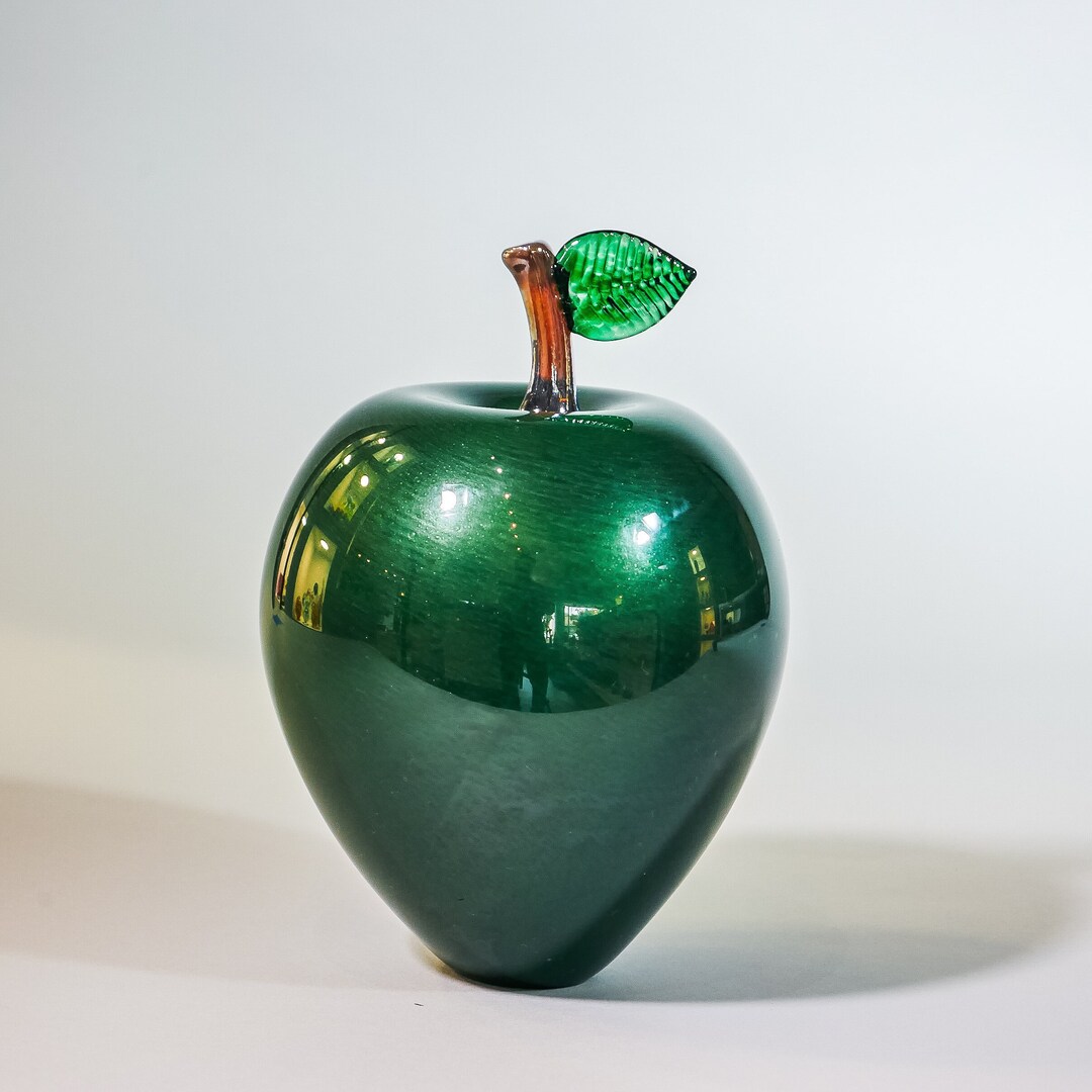Blown Glass Large Apple: "green Jewel" - Etsy