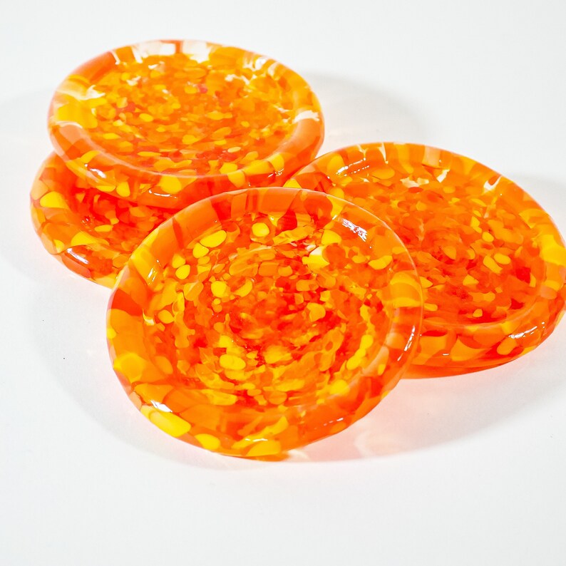 Handmade Glass Coasters: Orange Mix - Etsy