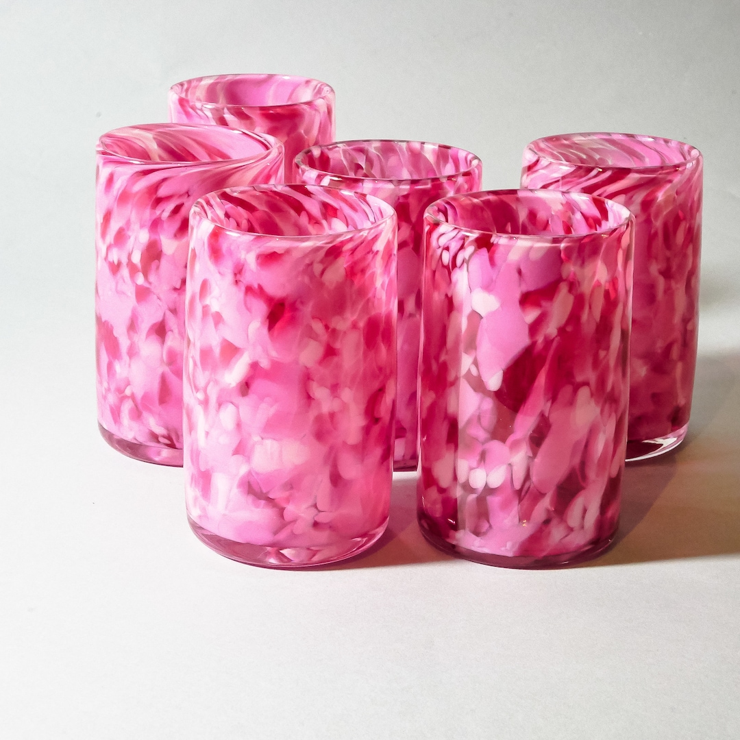 Tall Water Glass Sets: Pink Punch - Etsy