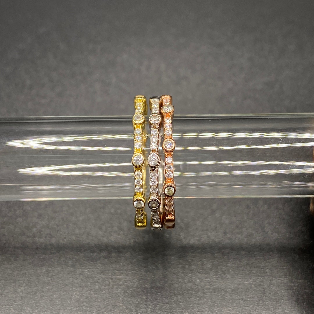 Stackable Zirconia Tricolor Rings - Etsy