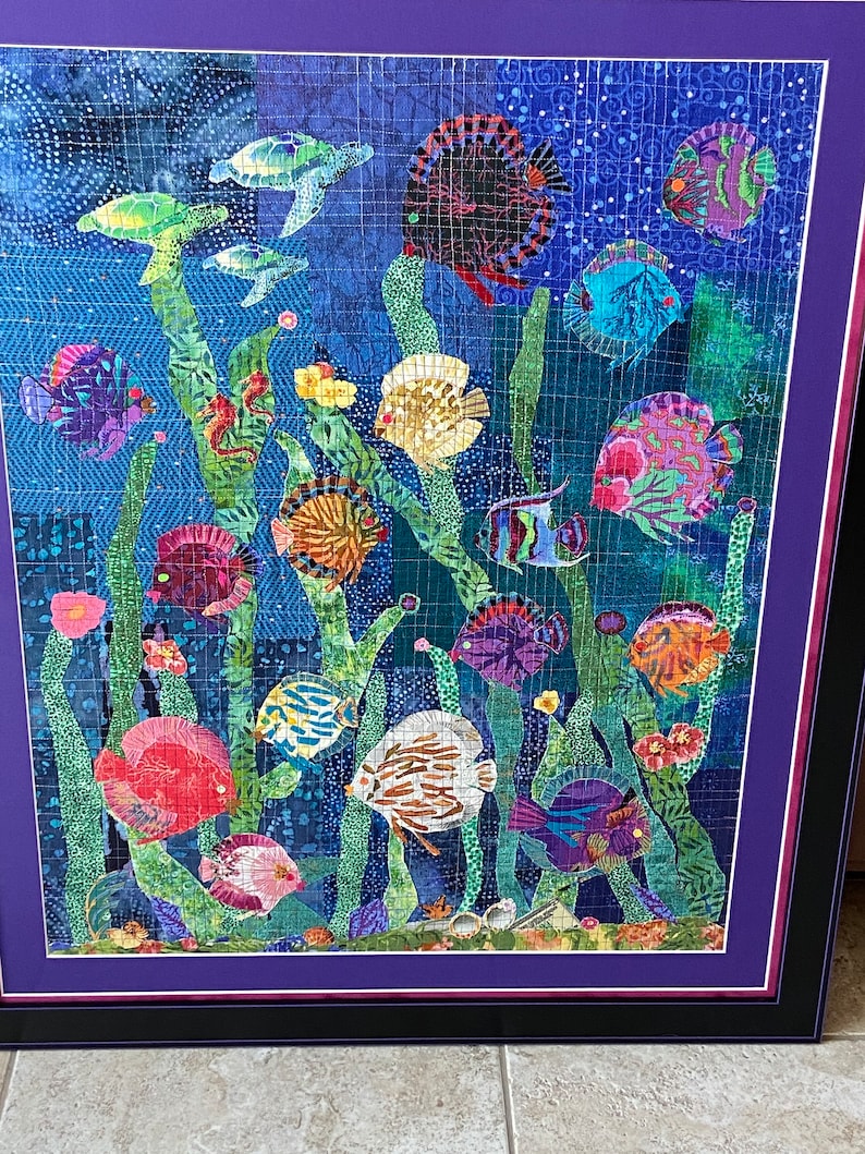 Fabric Collage Wall Hanging - Discus Fish - Over 300 Pieces of Fabric ...