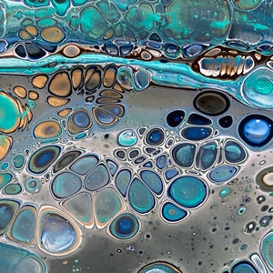 Acrylic Pour Painting on Canvas Original | Abstract Art Blue | Fluid ...