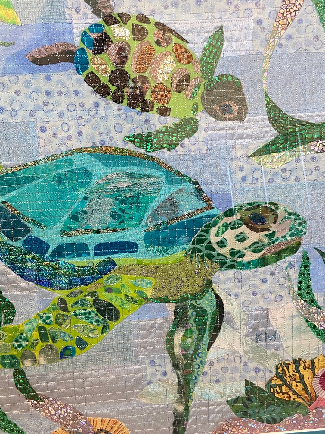 Sea Turtles Fabric Wall Hanging. Custom Made With Custom Frame and Mat ...