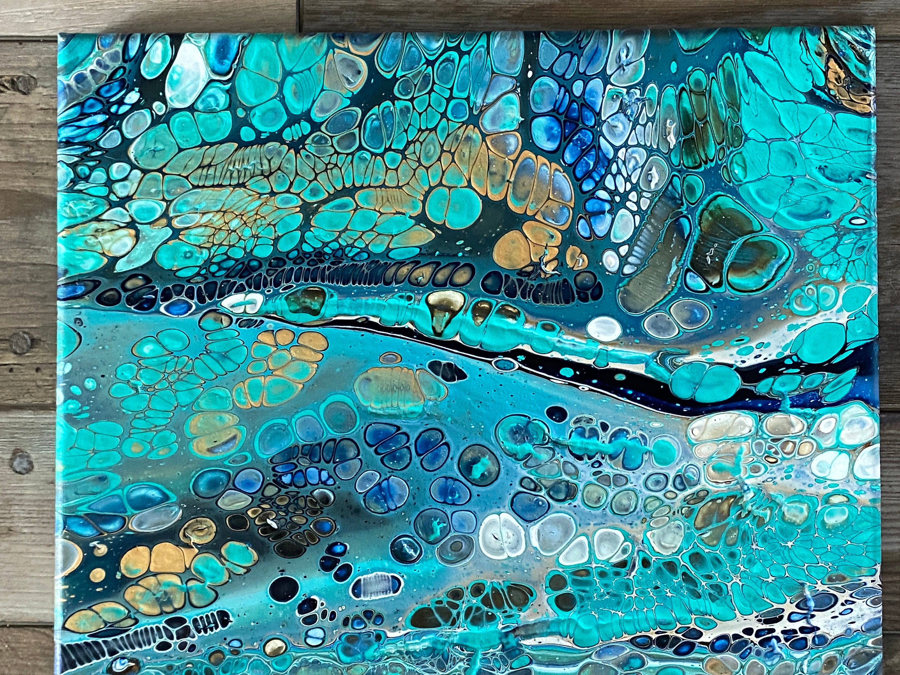 Acrylic Pour Painting on Canvas Original | Abstract Art Blue | Fluid ...