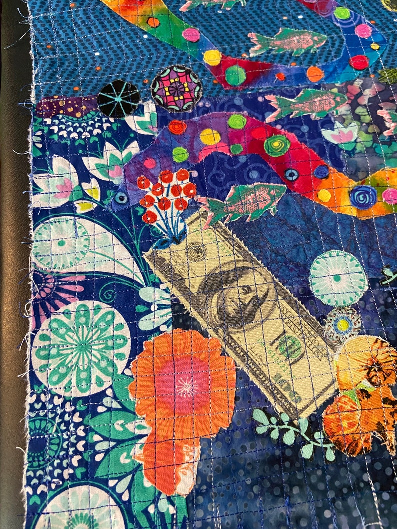 Fabric Art Wall Hanging. Fusion Collage and Machine Stitching. Over 300 ...