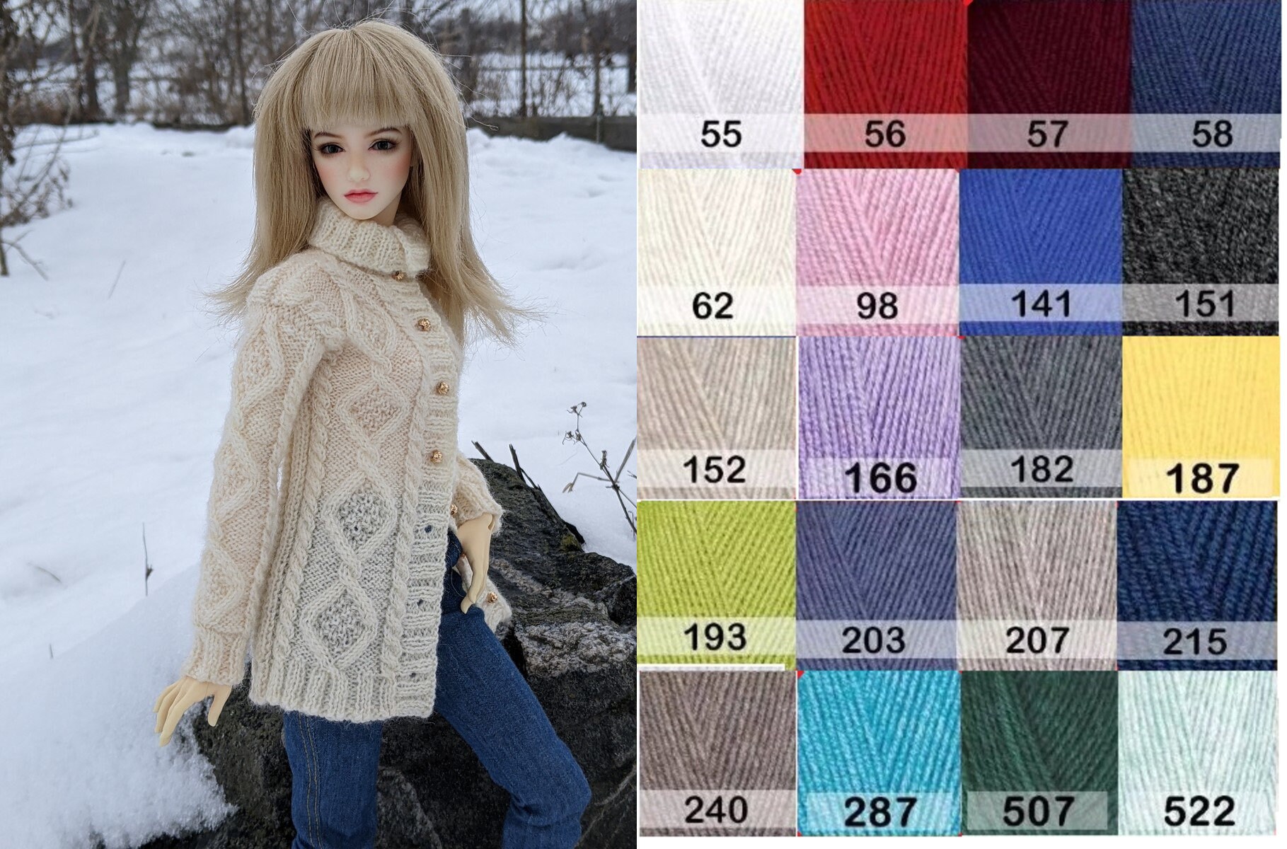Bjd Clothing Women Beige Wool Cardigan With Aranas for Msd - Etsy
