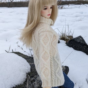 Bjd Clothing Women Beige Wool Cardigan With Aranas for Msd - Etsy
