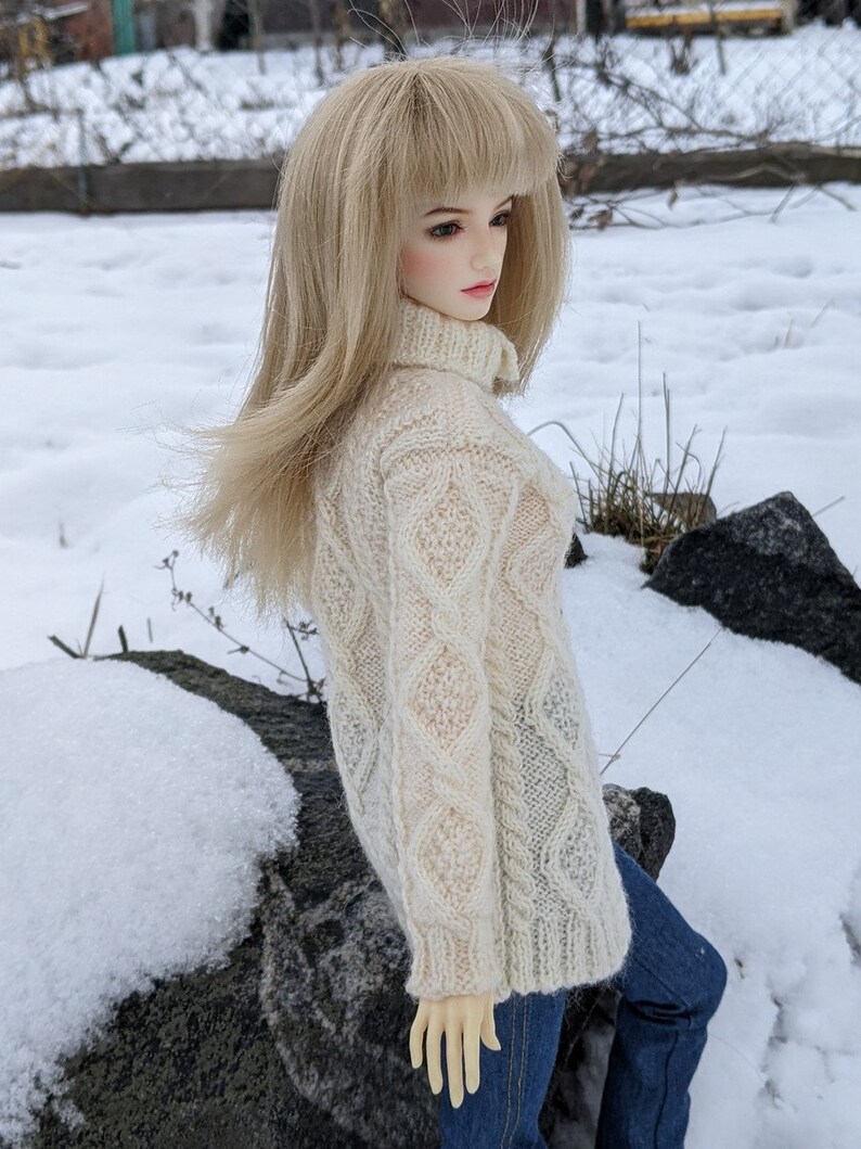 Bjd Clothing Women Beige Wool Cardigan With Aranas for Msd - Etsy