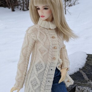 Bjd Clothing Women Beige Wool Cardigan With Aranas for Msd - Etsy