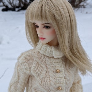 Bjd Clothing Women Beige Wool Cardigan With Aranas for Msd - Etsy