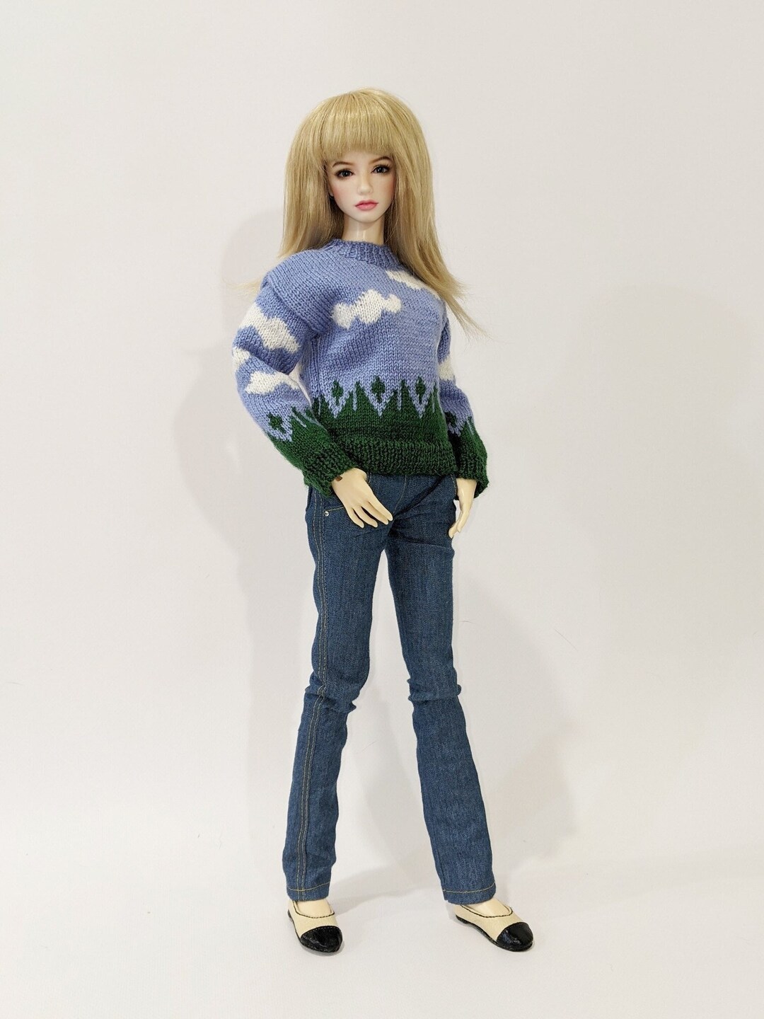 Clothing for Msd Bjd Dolls Sweater With Jacquard Pattern of Clouds Fid ...