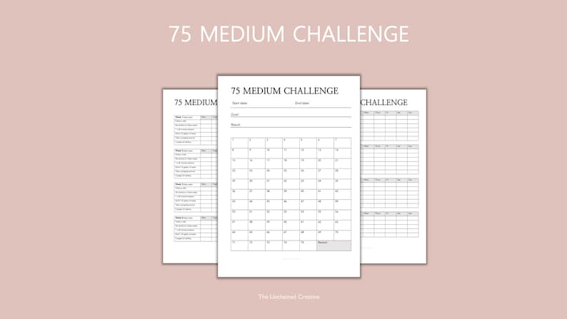 75 MEDIUM - 75 Day Challenge Tracker, Challenge Printable, Daily Habit ...