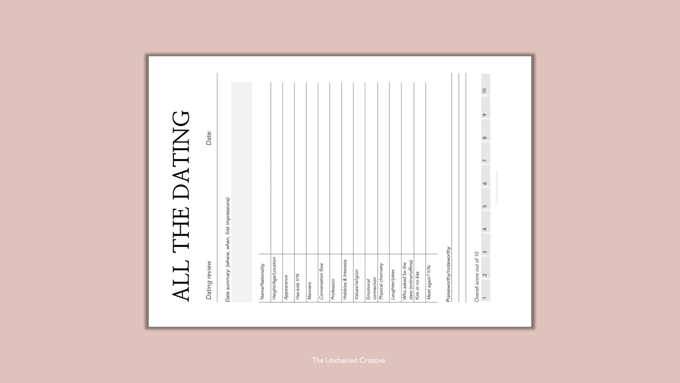 ONLINE DATING Tracker - Dating Planner Minimalist Printable Habit ...