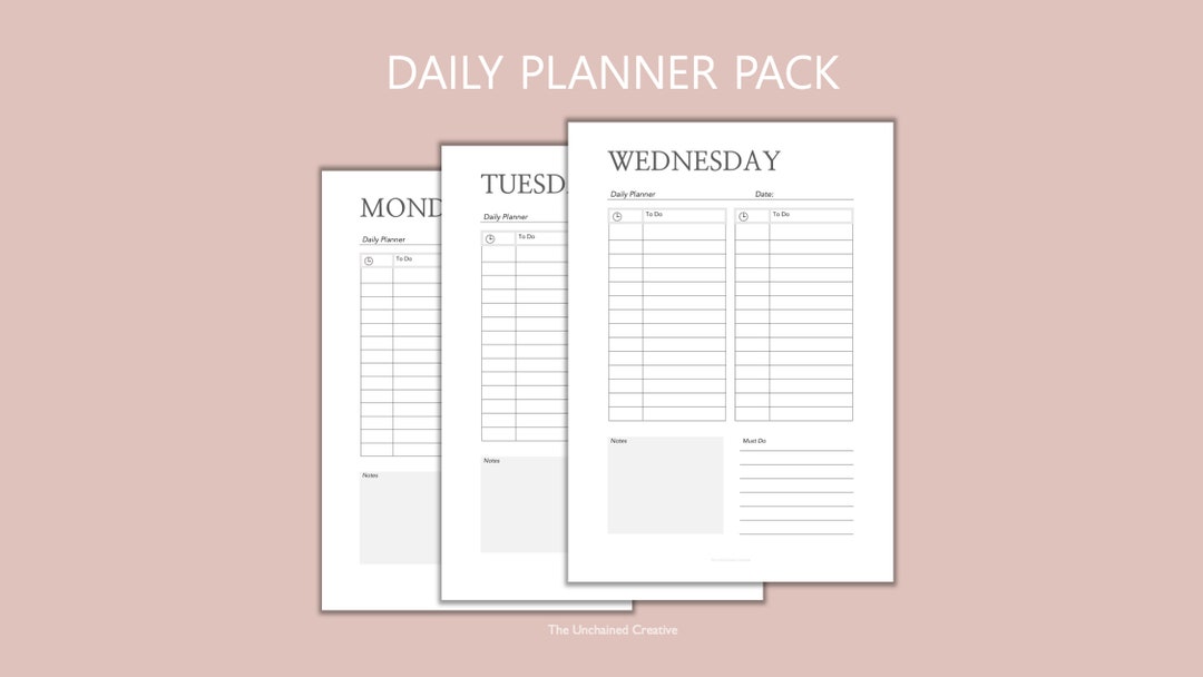 UNDATED DAILY Planner Template Pack - Daily Goals Planner Downloadable Planner Digital Daily ...