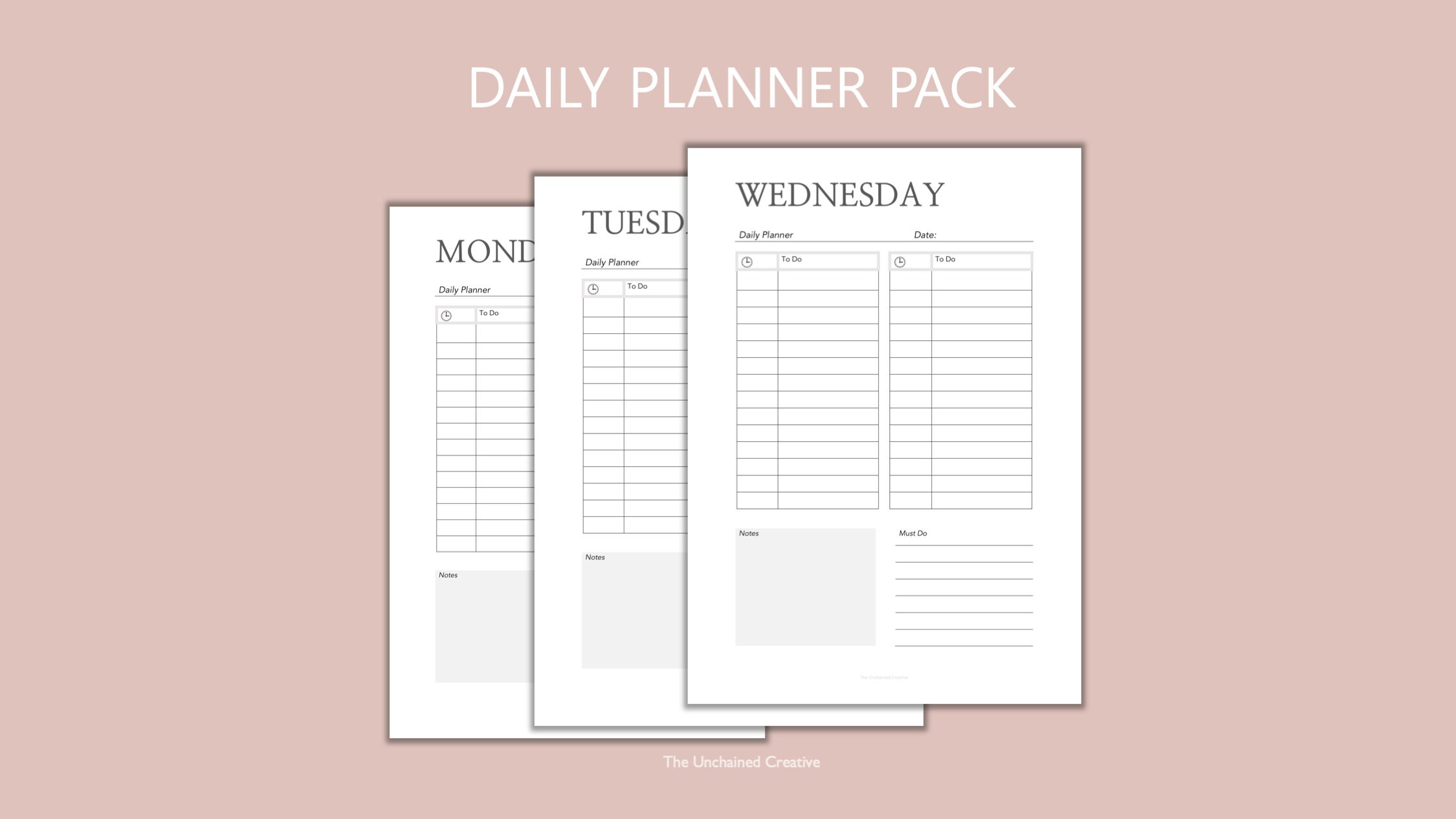 UNDATED DAILY Planner Template Pack Daily Goals Planner Downloadable ...