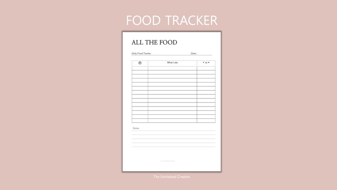 PRINTABLE FOOD Tracker - Food Log Food Diary Undated Planner Digital ...