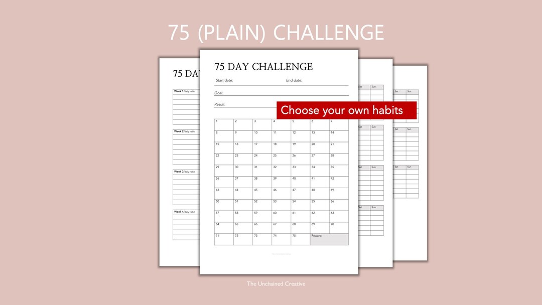 75 DAY CHALLENGE Tracker - 75 Daily Challenge Printable, Daily Routine ...