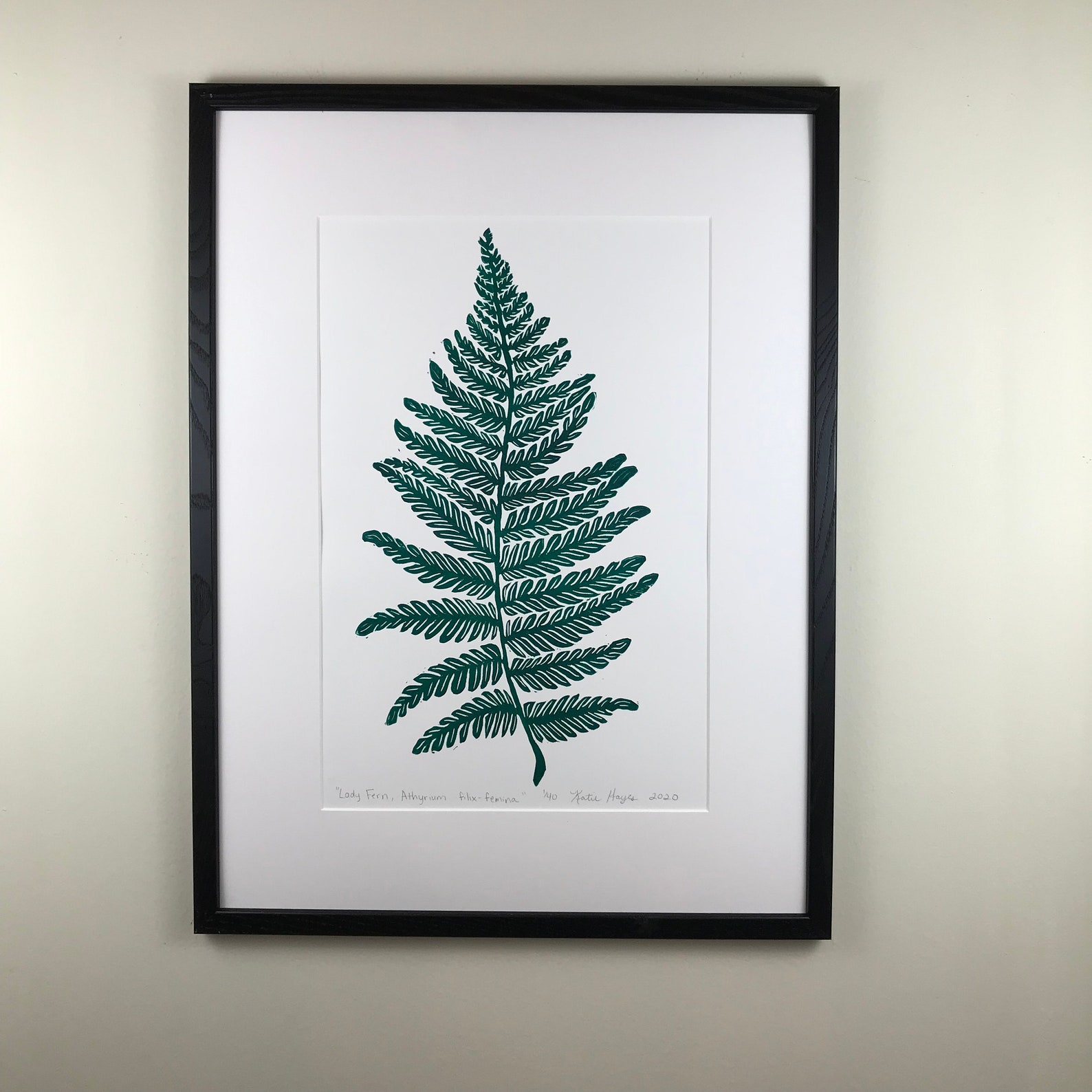 Lady Fern original block print Limited Edition with 18x24 | Etsy
