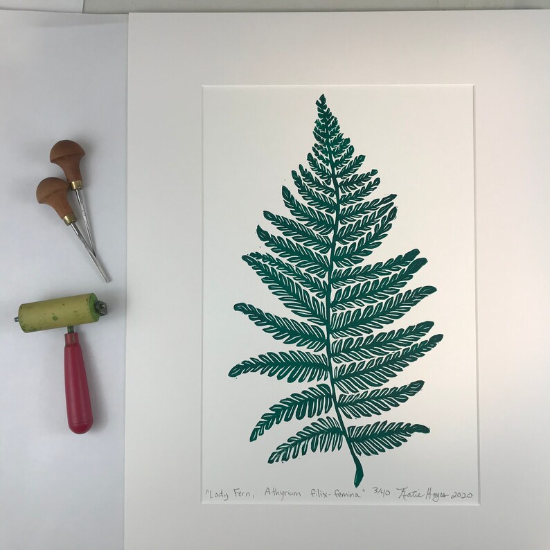 Lady Fern Original Block Print Limited Edition With 18x24 - Etsy