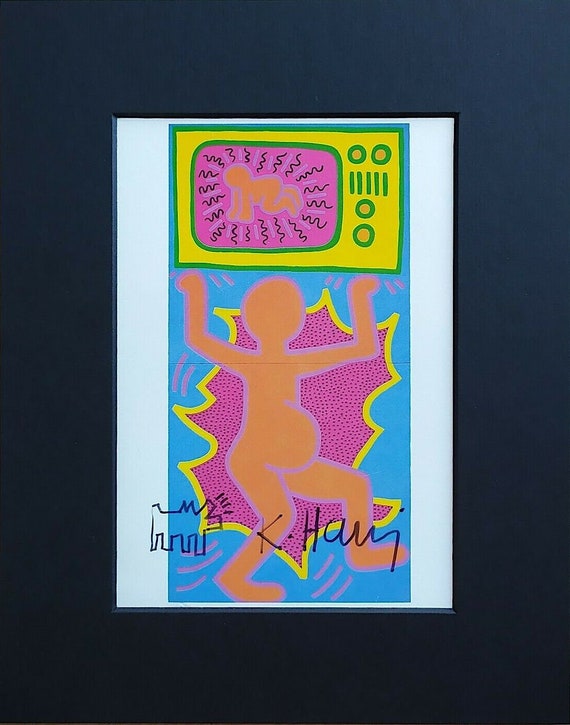 KEITH HARING - hand signed exhibition card with origi… - Gem