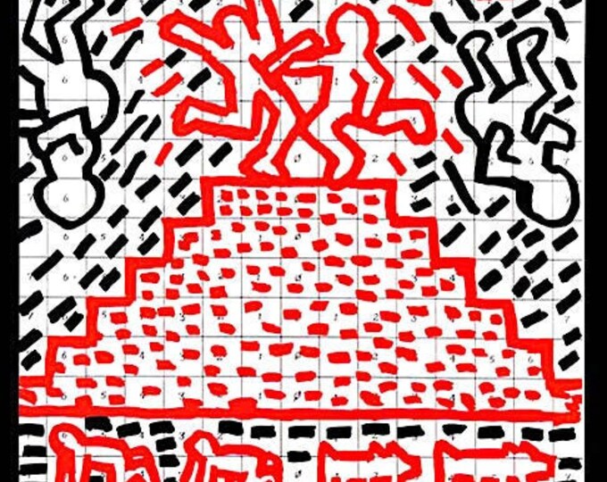 KEITH HARING 'pyramid' Rare Vintage Offset Lithograph C1993 Large first ...