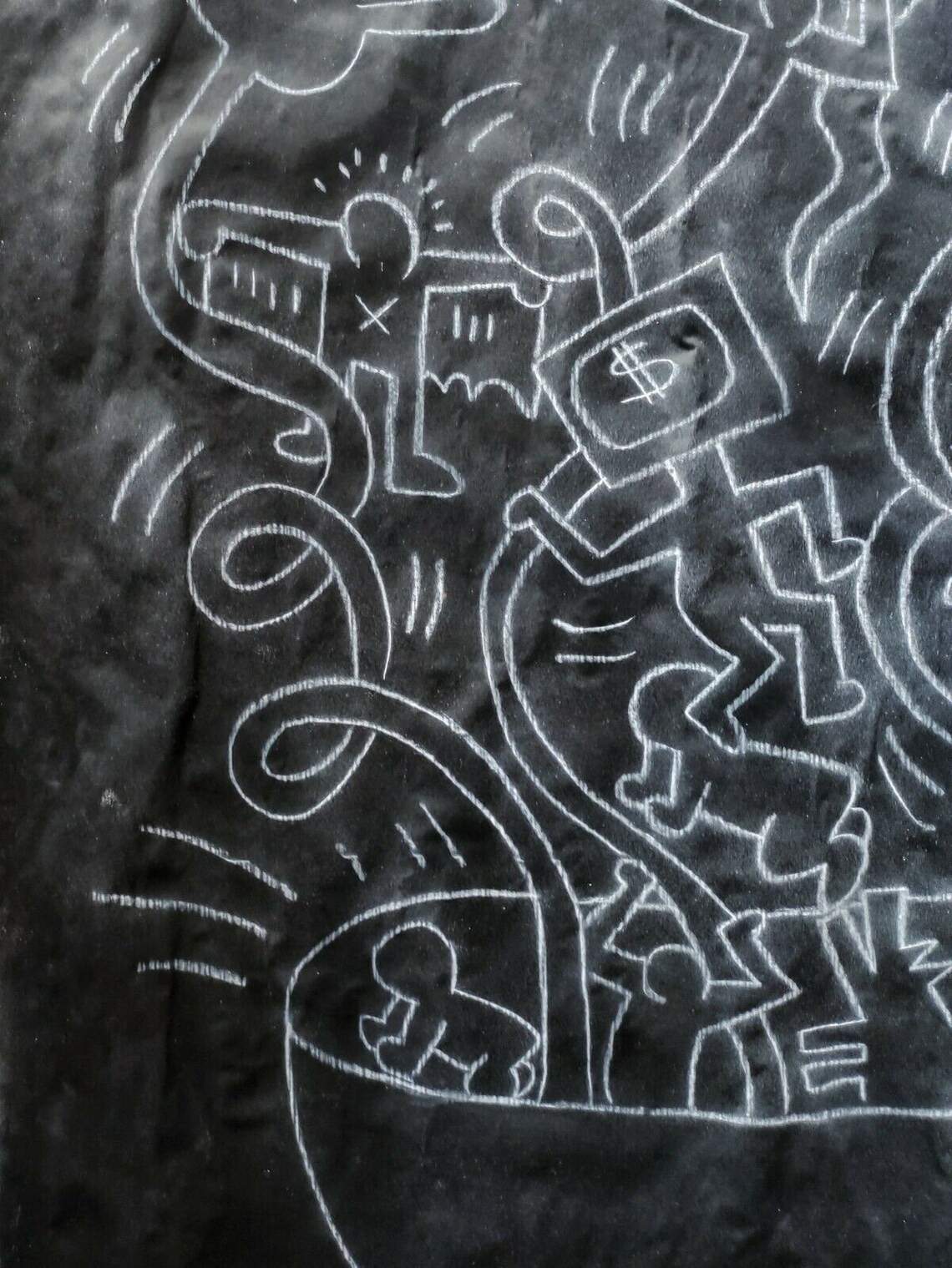 KEITH HARING - Vintage Original Chalk on Black Paper Drawing (new York ...