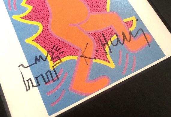 KEITH HARING - hand signed exhibition card with origi… - Gem