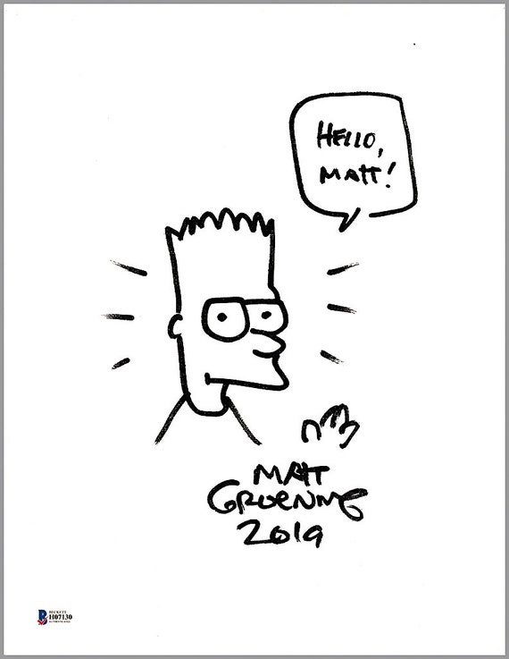 MATT GROENING - 'Bart Simpson' - original drawing on … - Gem MATT GROENING - 'Bart Simpson' - original drawing on … - Gem