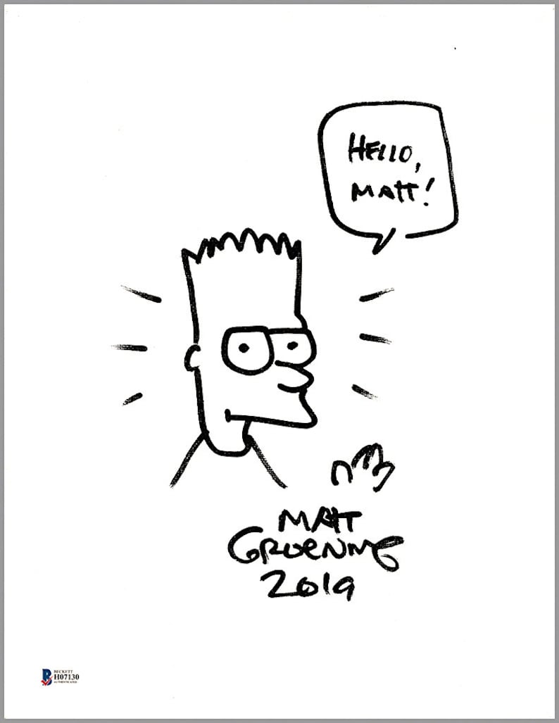 MATT GROENING - 'bart Simpson' - Original Drawing on Board - Signed ...