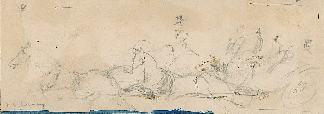 LS LOWRY - Study of Horses and Carriage - Signed Original Pencil ...