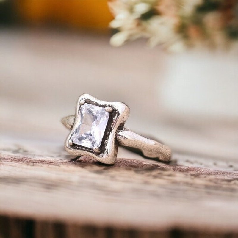 Square Stone Ring - Etsy