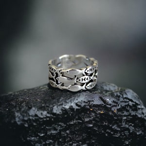 Swimming Fishes Ring, Silver Fish Ring, Wide Band Silver Fish Ring ...