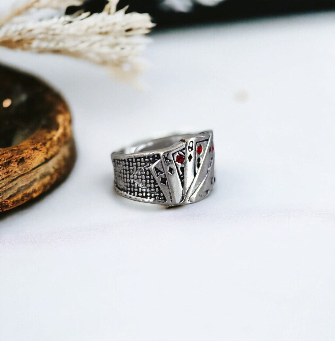 Silver Poker Ring, Playing Card Ring, Ace of Spades Ring, Joker Ring ...