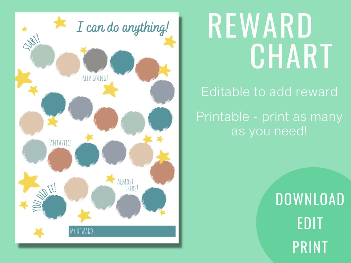 Printable Children's Reward Chart Kids Behaviour Chart - Etsy