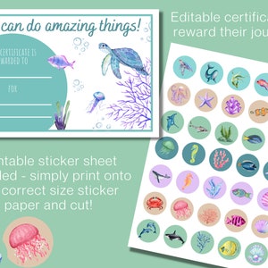 Printable Ocean Reward Chart | Kids Behaviour Chart | Sticker Reward ...