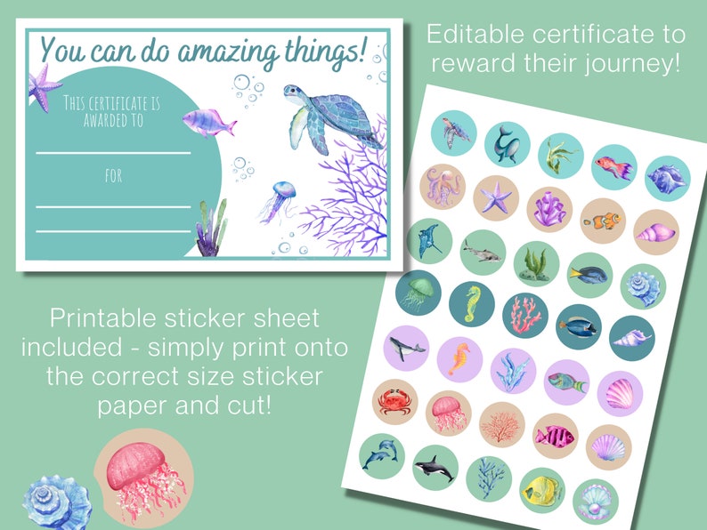 Printable Ocean Reward Chart Kids Behaviour Chart Sticker - Etsy