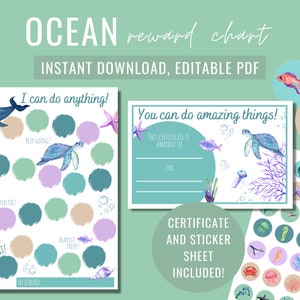 Printable Ocean Reward Chart | Kids Behaviour Chart | Sticker Reward ...