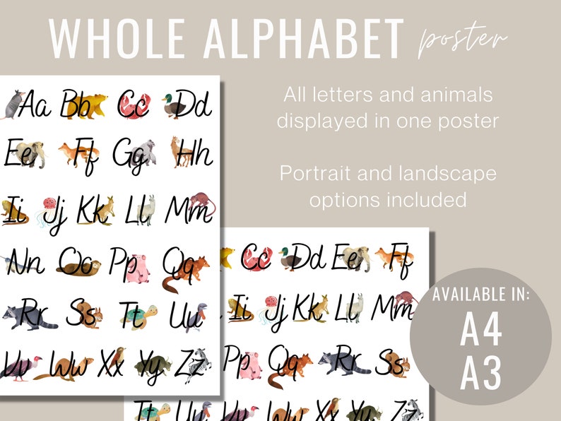 Printable Animal Alphabet Bundle | Alphabet Decor Bundle | Flashcards ...
