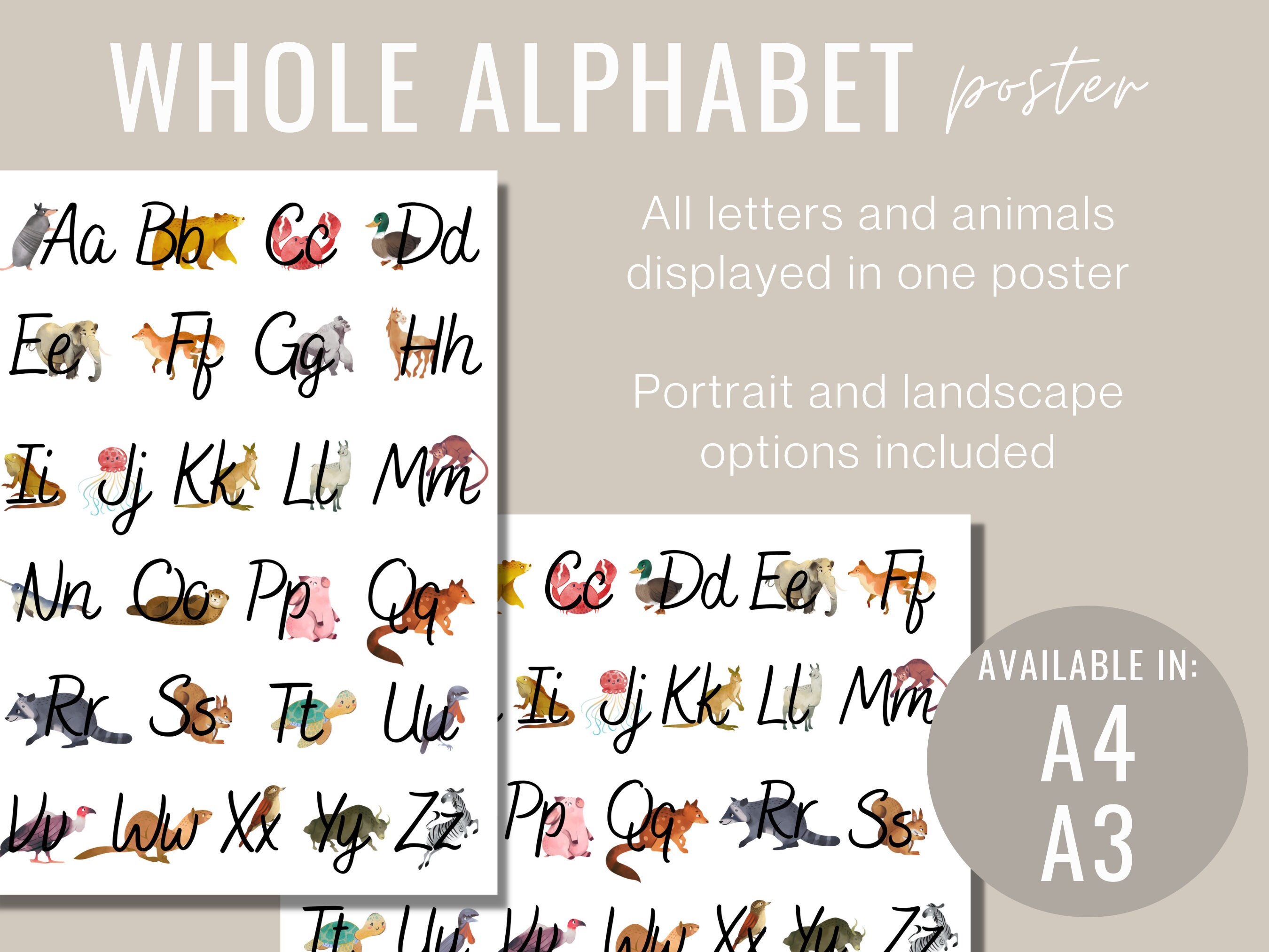 Printable Animal Alphabet Bundle | Alphabet Decor Bundle | Flashcards ...