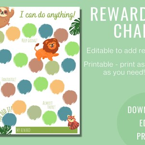 Printable Jungle Reward Chart | Kids Behaviour Chart | Sticker Reward ...