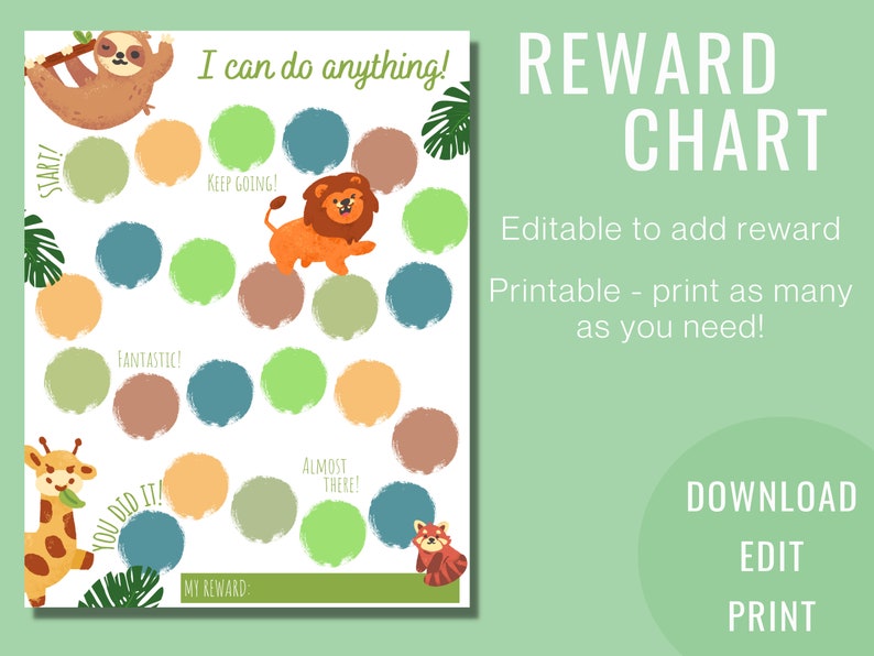 Printable Jungle Reward Chart | Kids Behaviour Chart | Sticker Reward ...