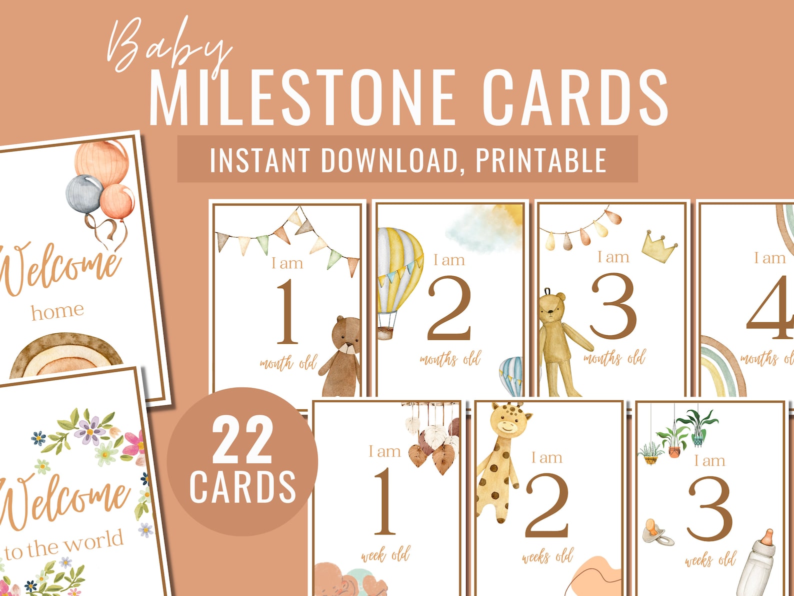 Baby Milestone Cards | Printable | Mum Gift | Baby Gift | Monthly ...