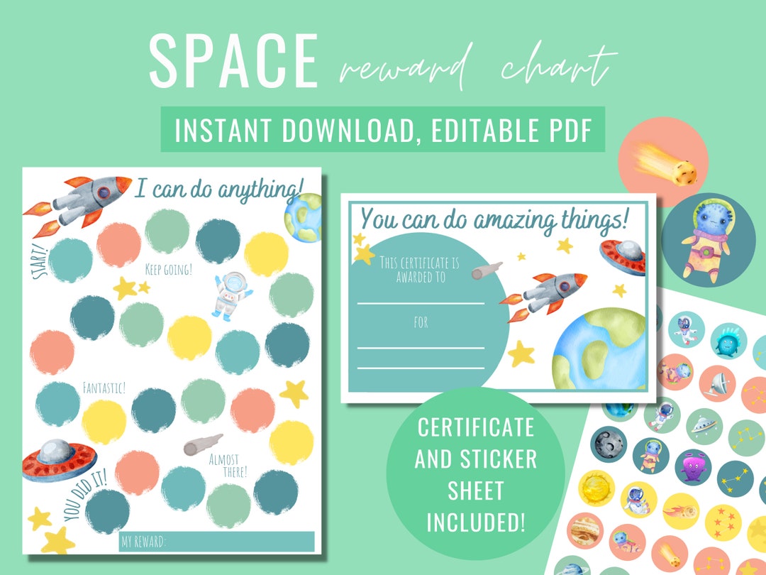 Printable Space Reward Chart | Kids Behaviour Chart | Sticker Reward ...