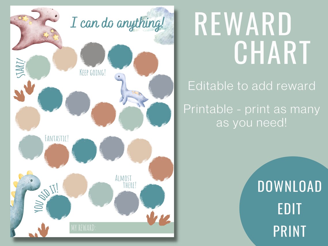 Printable Dinosaur Reward Chart | Kids Behaviour Chart | Sticker Reward ...