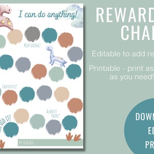Printable Dinosaur Reward Chart | Kids Behaviour Chart | Sticker Reward ...