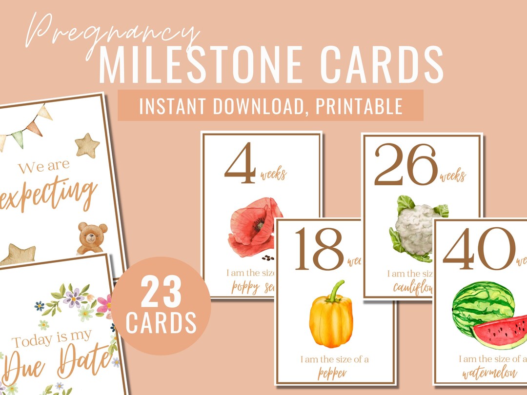 Pregnancy Milestone Cards | Printable | Mum Gift | Baby Shower Gift ...