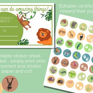 Printable Jungle Reward Chart | Kids Behaviour Chart | Sticker Reward ...