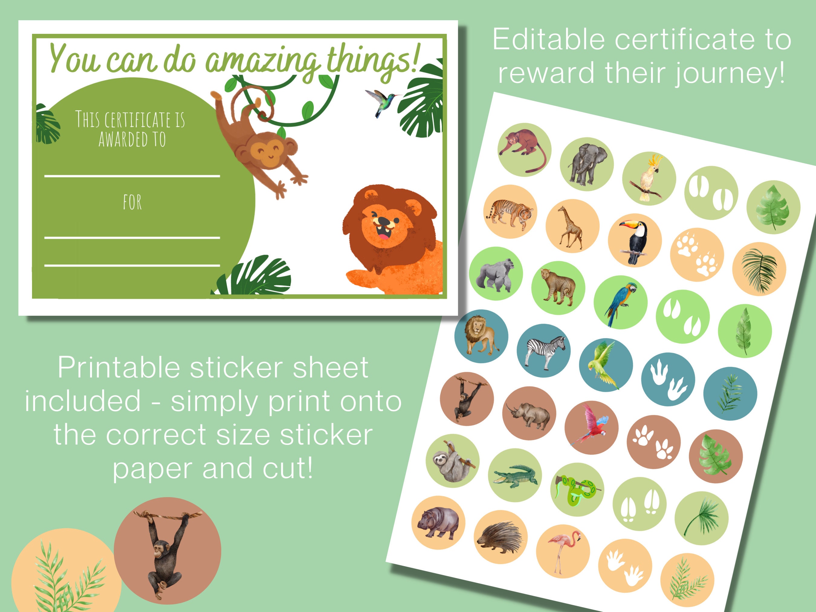 Printable Jungle Reward Chart Kids Behaviour Chart Sticker Reward Chart ...