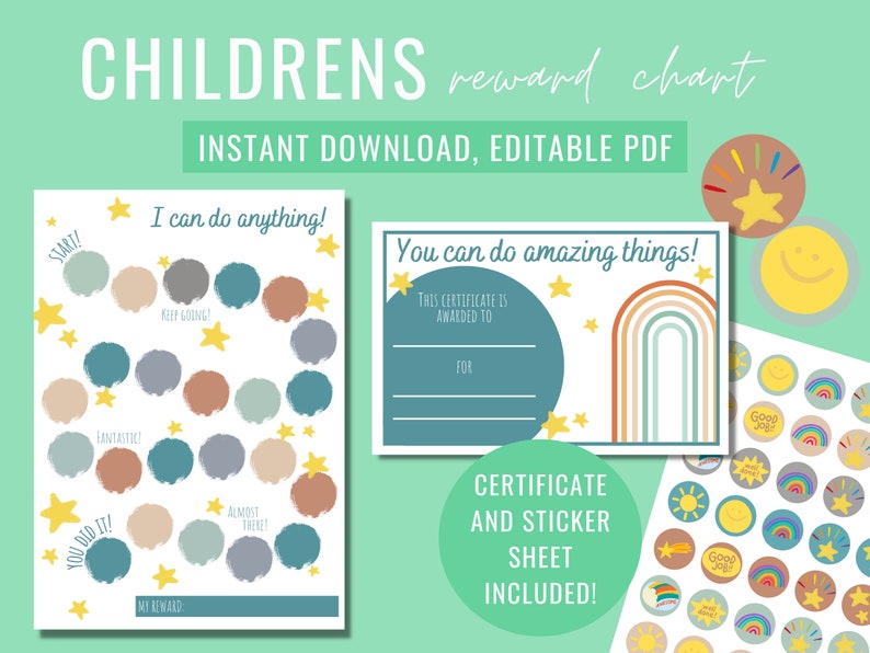 Printable Children's Reward Chart Kids Behaviour Chart - Etsy