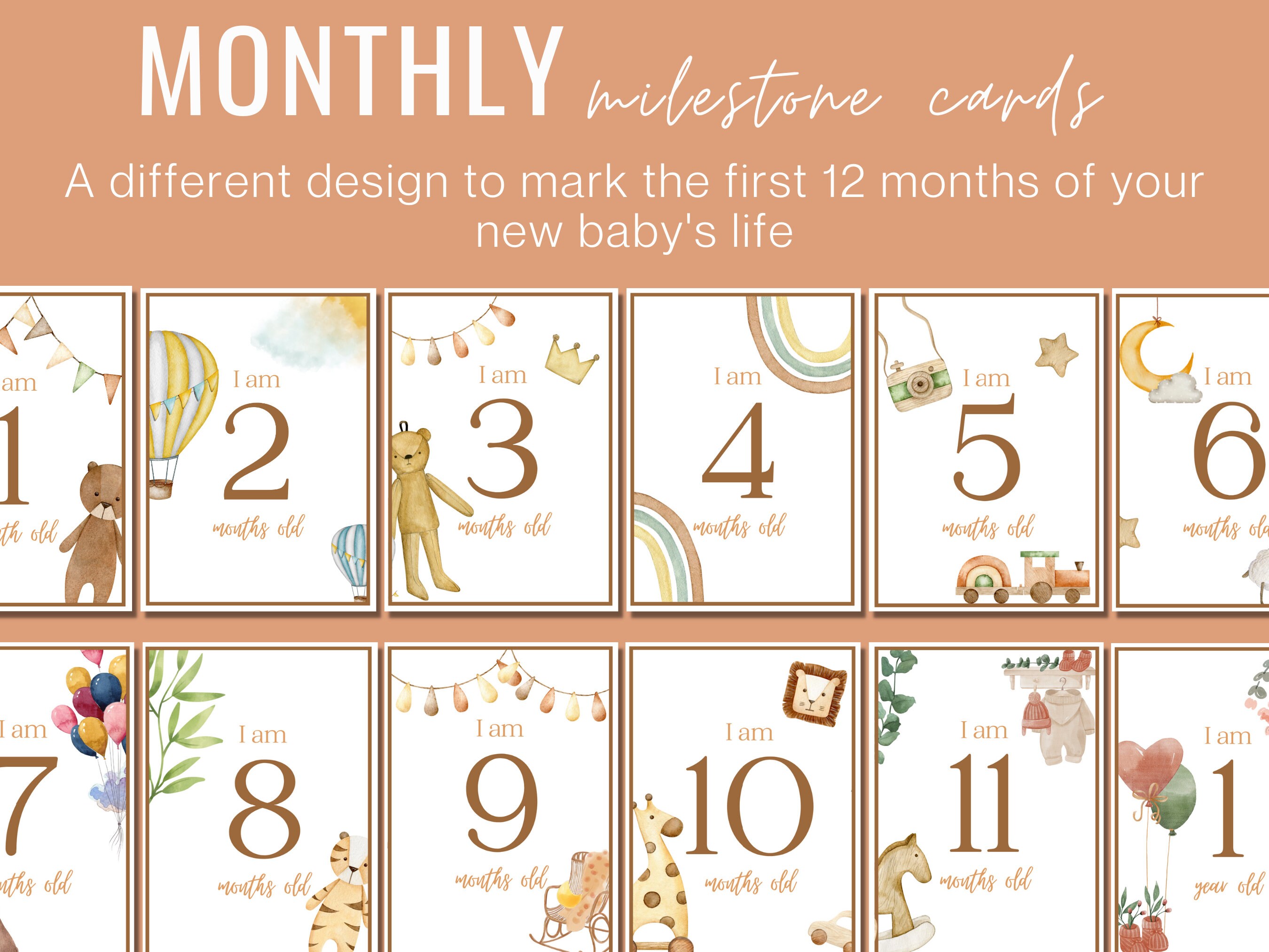 Baby Milestone Cards | Printable | Mum Gift | Baby Gift | Monthly ...